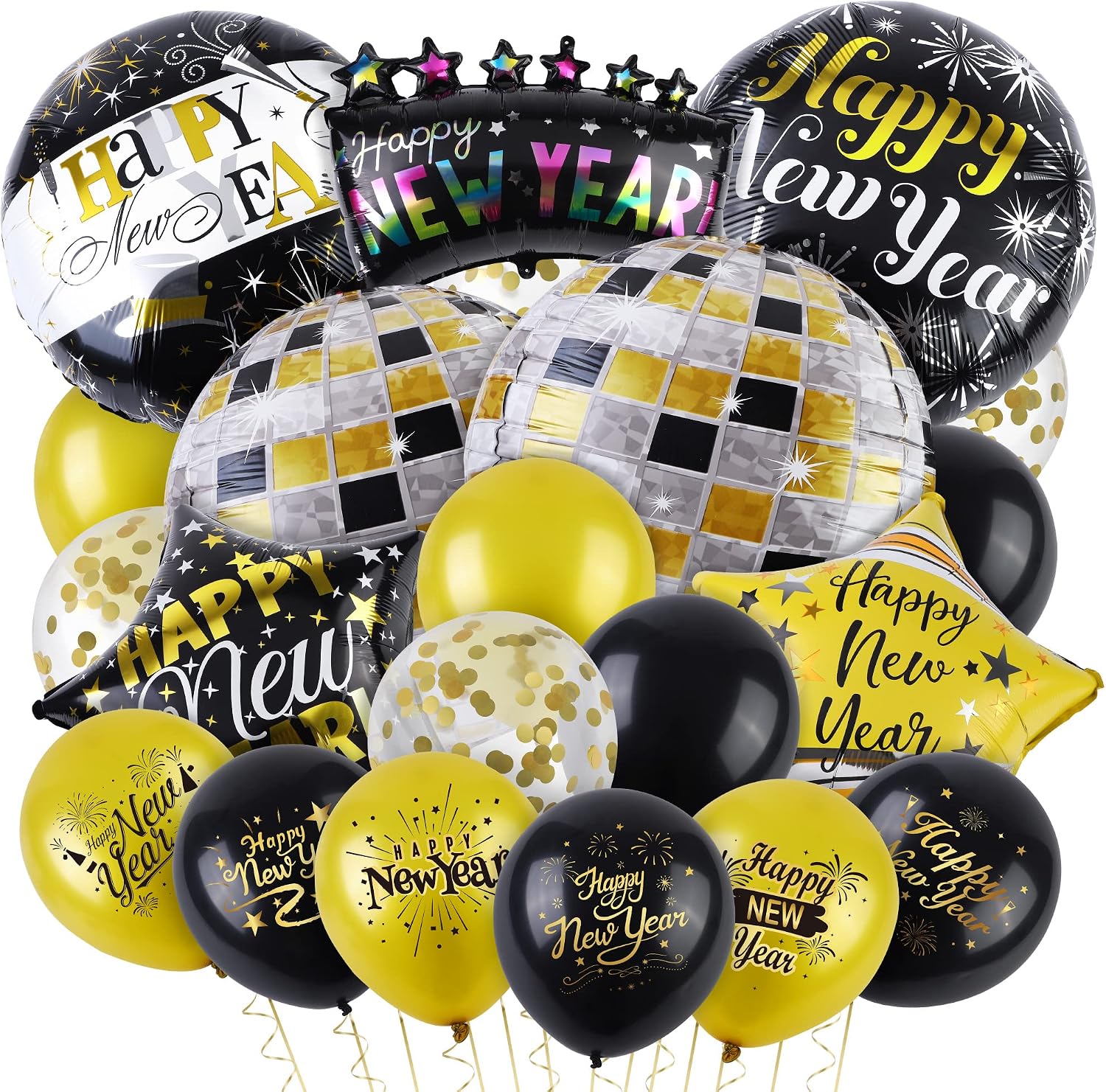 Amazon.com: ADXCO 40 Pack Happy New Year Balloons Set New Years Foil ...