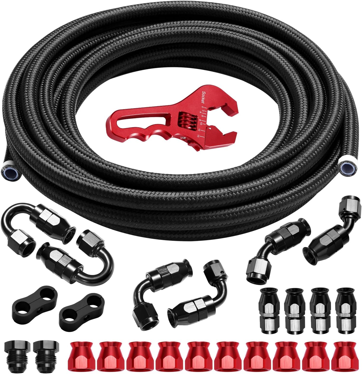 Amazon.com: DaisyInner 2 PCS 6AN Fuel Line Kit 6AN 20FT Nylon Braided ...