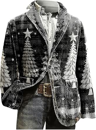 Mens Ugly Christmas Blazer Vintage Corduroy Christmas Suit Jacket Xmas ...