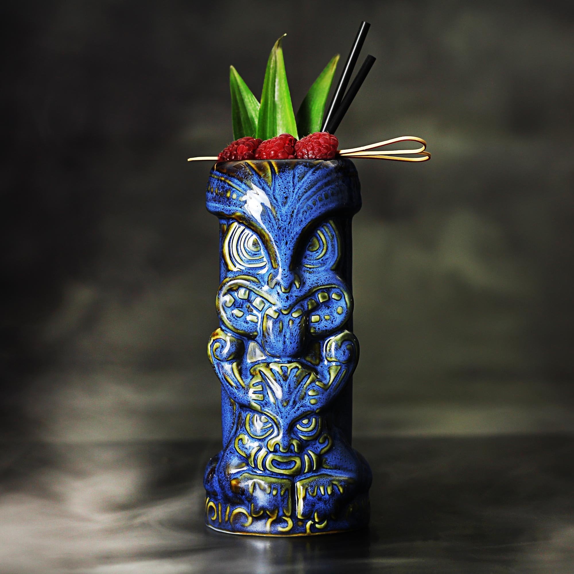 Tiki Mugs Set of 4 - Ceramic Tiki Glass Cocktail Cups, unique Cocktail ...