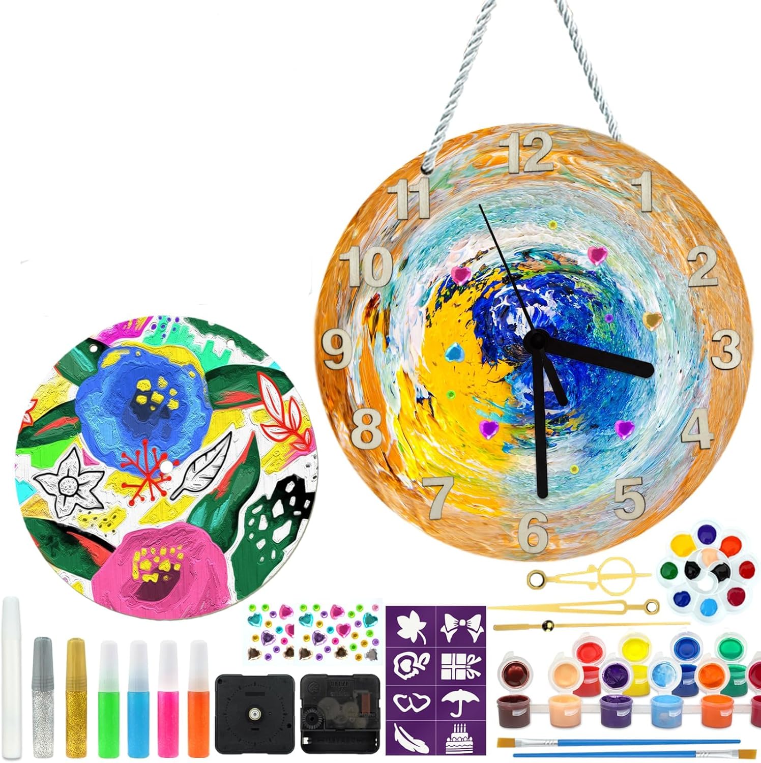 Amazon.com: HAPMARS 2 Pack DIY Clock Making Kit, Childrens Painting ...