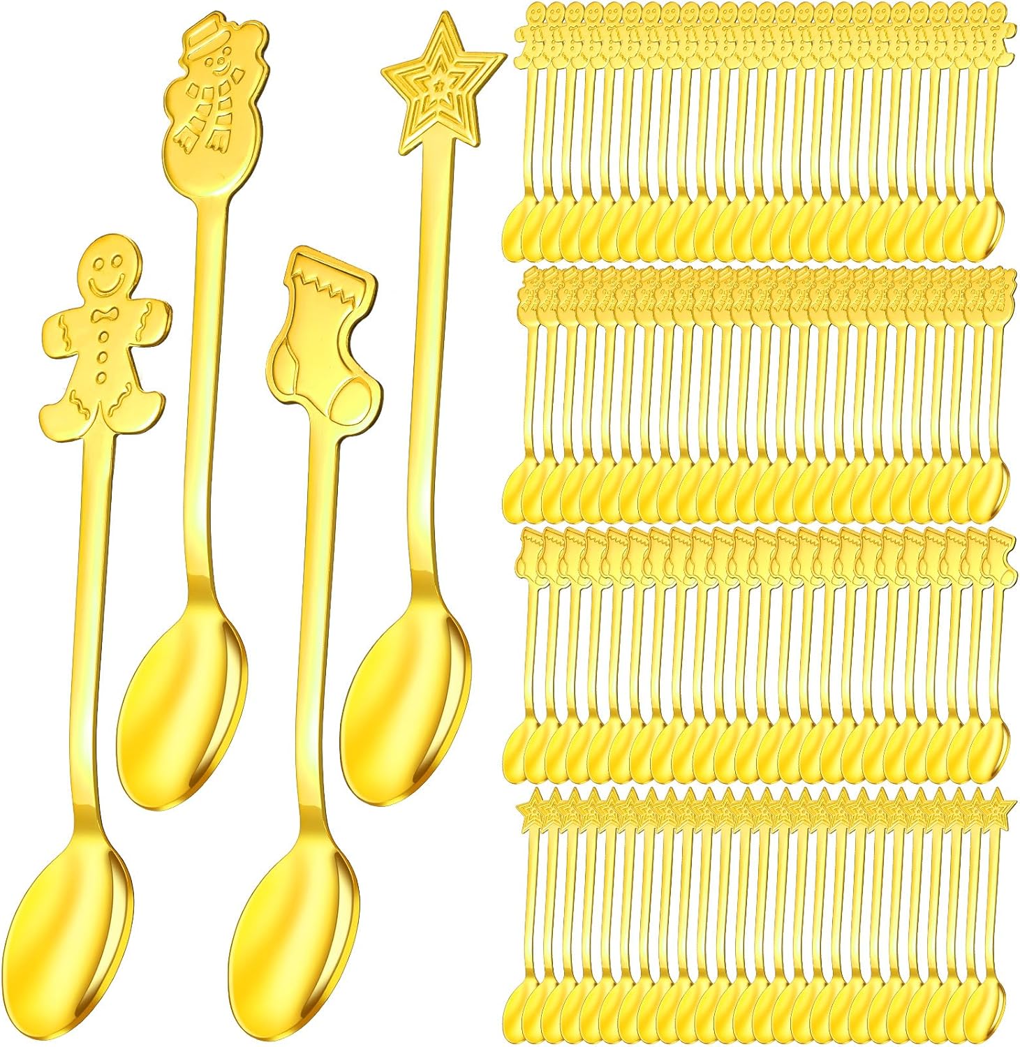 Amazon.com: Gerrii 100 Pcs Christmas Spoons Stainless Steel Christmas ...
