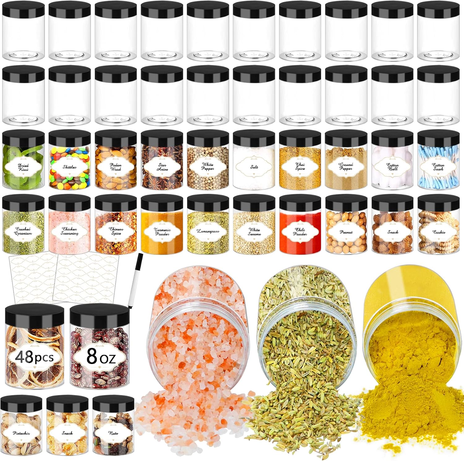 Amazon.com: PeacePeo 8OZ Plastic Jars with Lids, Slime Containers with ...