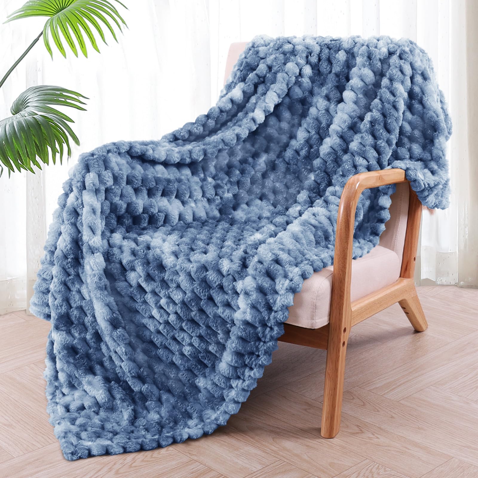 RAJRANG BRINGING RAJASTHAN TO YOU Dusty Blue Throw Blanket Soft and ...