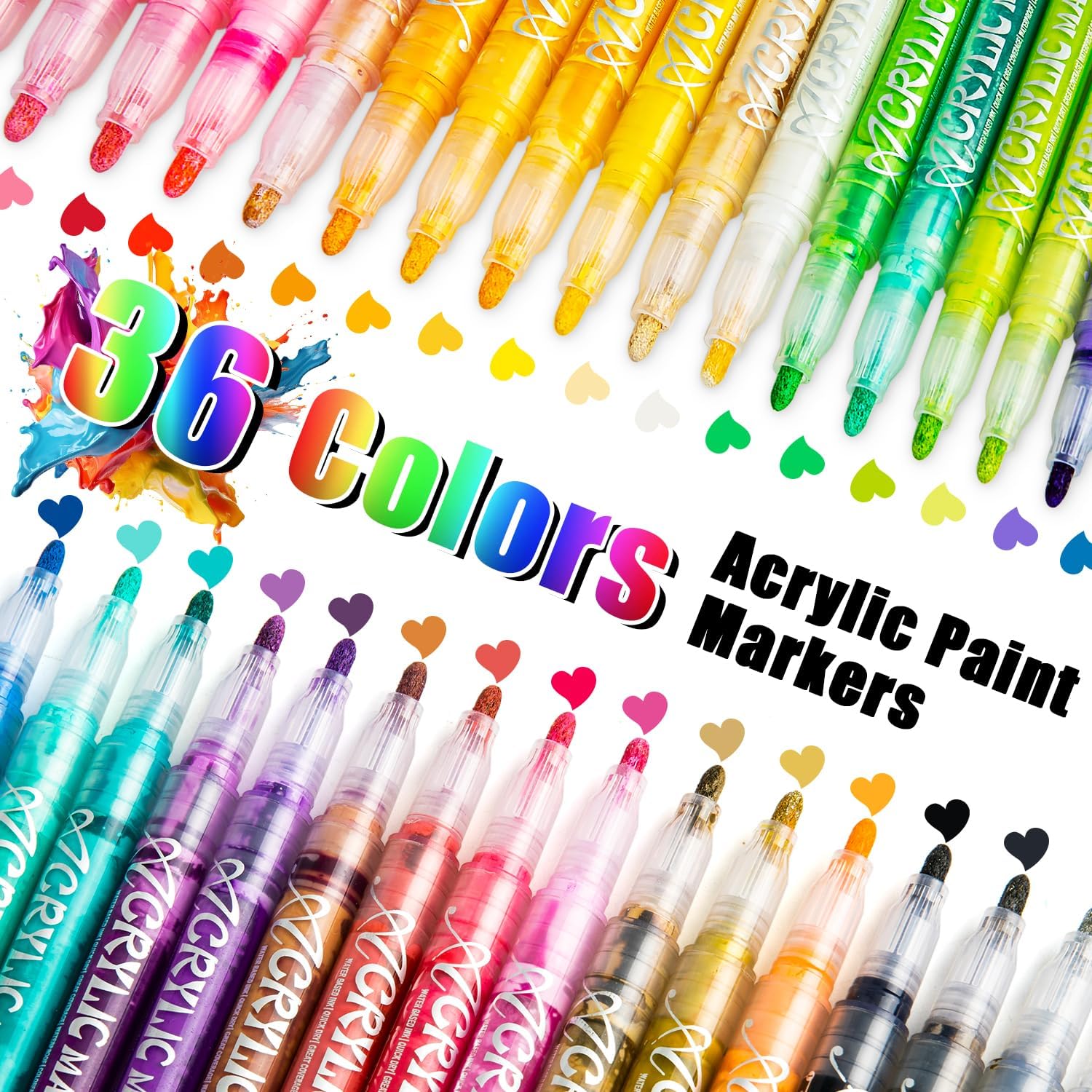 Amazon.com: Scarklym 48 Colors Acrylic Paint Markers Pens Set, 24 Pack ...