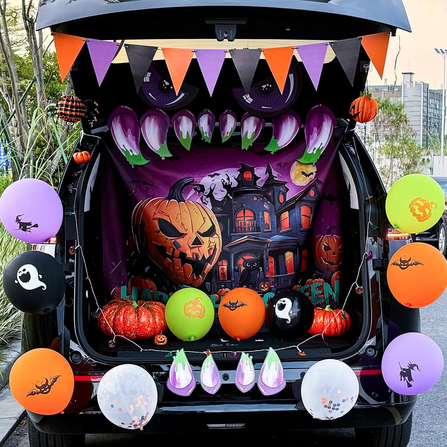 Amazon.com: Roetyce Halloween Trunk or Treat Car Decorations Kit, Happy ...