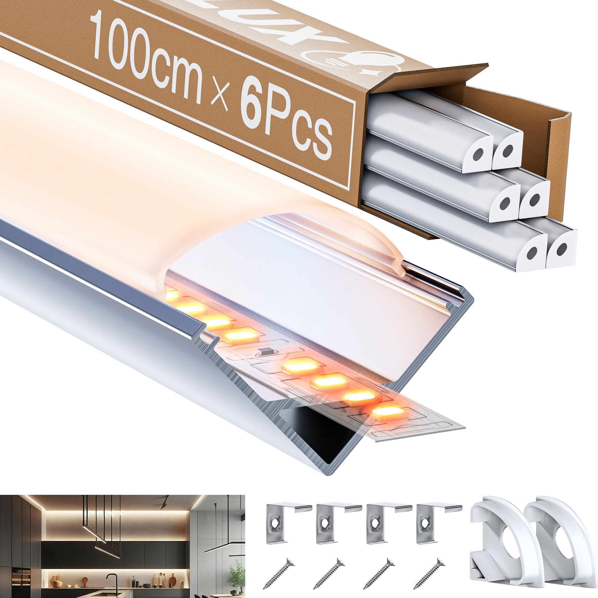 Brollux LED Eckprofil V24, Set 10m (10x1m) LED Alu Profile 45 Grad Ecke ...