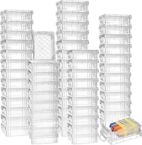Amazon.com: Suzile 60 Pcs Plastic Crayon Boxes with Snap Lids Clear ...
