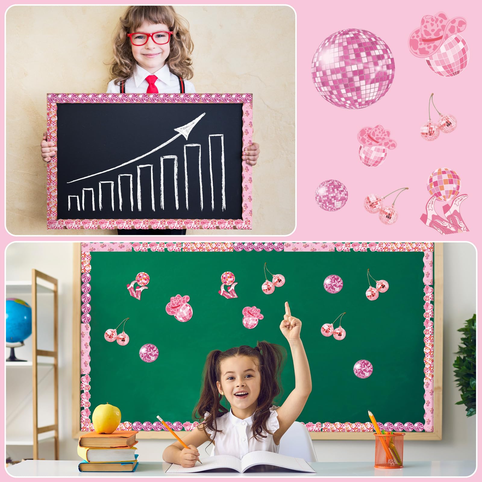 Disco Ball Border 60Pcs Disco Ball Bulletin Board Borders - Silver Pink ...