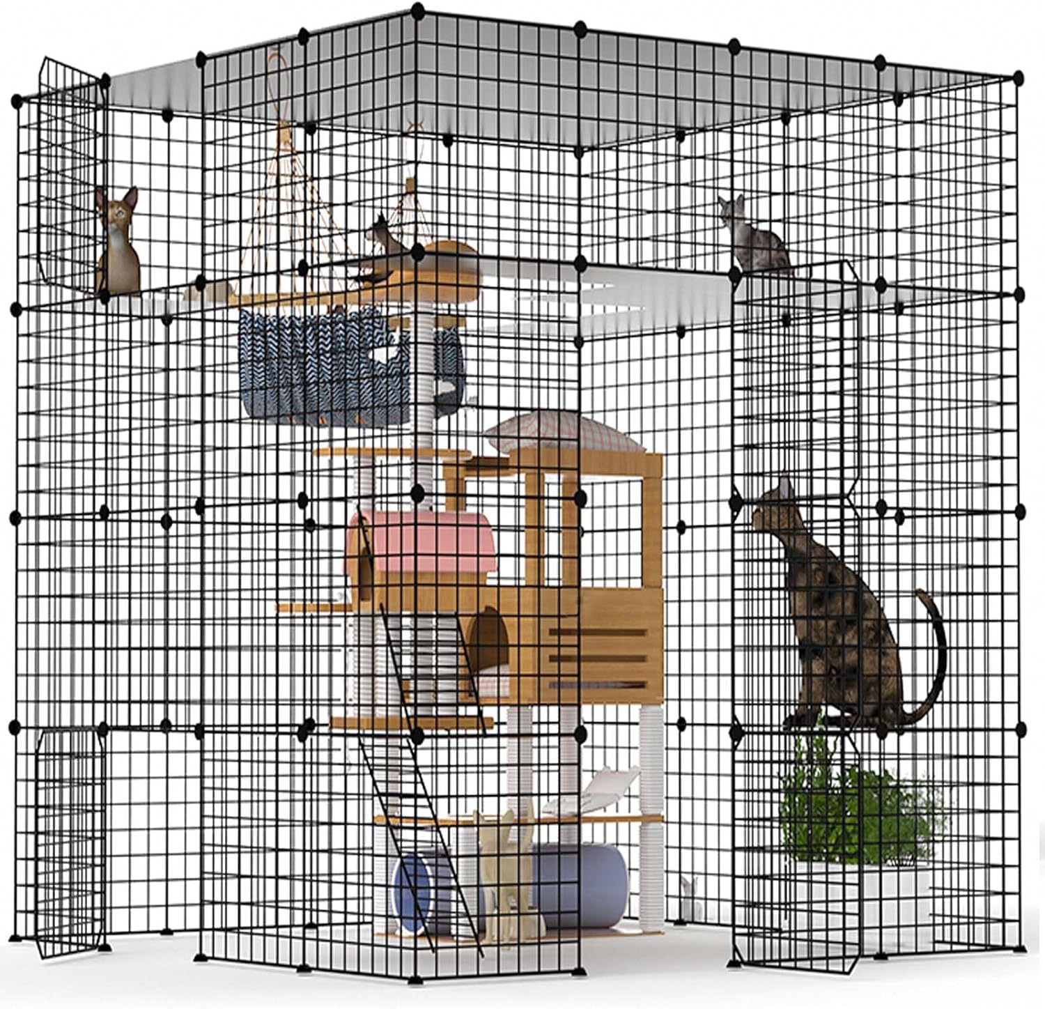 Amazon.com: JYEARN Cat Cage Indoor Large Cat Enclosures DIY Cat Playpen ...