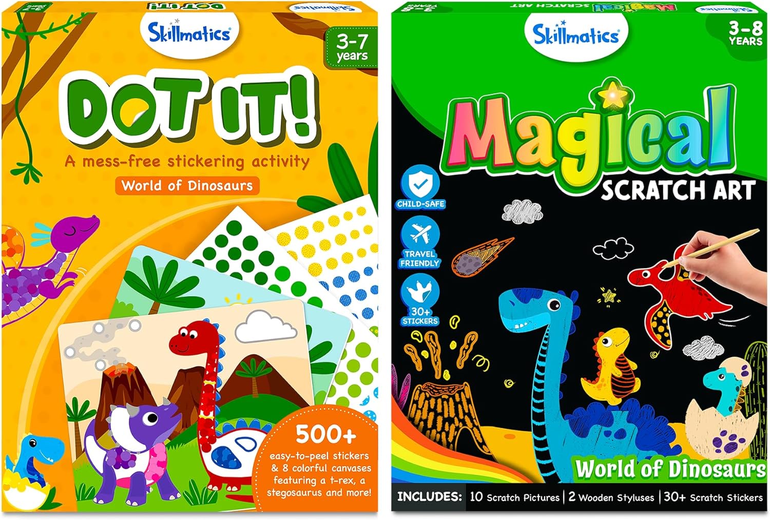 Amazon.com: Skillmatics Dot It and Magical Scratch Art Book Dinosaurs ...