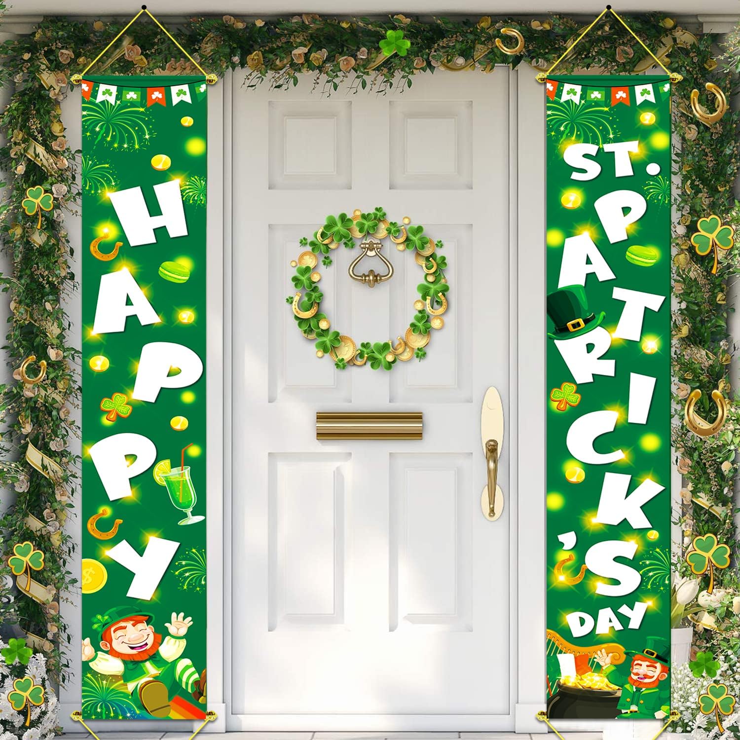 Amazon.com: Tiamon St Patrick's Day Door Banner Decoration Irish ...