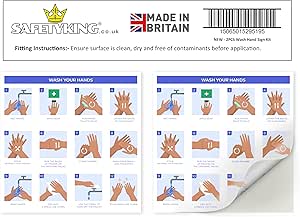 SAFETYKING® 2 PCS Wash Hands Sticker - Hand Washing Technique Sign ...