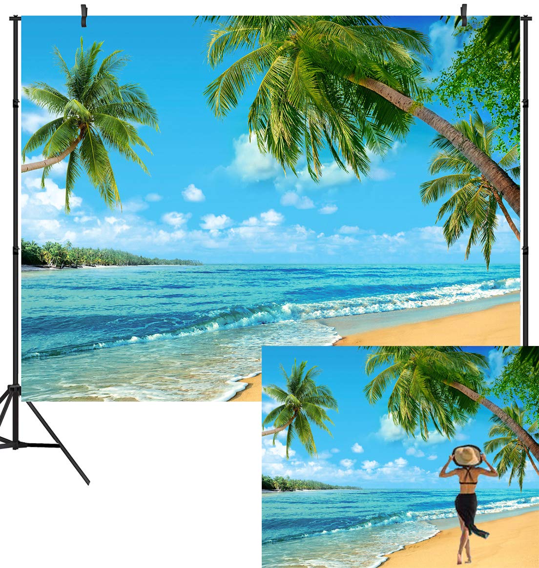 Buy DULUDA 10X8FT Summer Tropical Beach Backdrop Seaside Island Palm ...