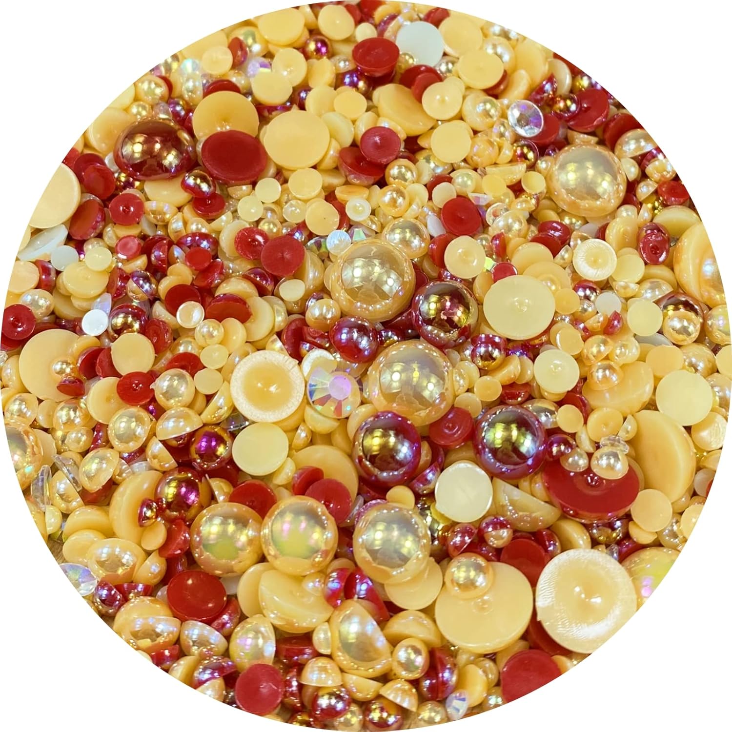 Amazon.com: Mix Resin Rhinestones Half Round Pearls,30g Flatback Rhinestones Half Pearl Beads ...