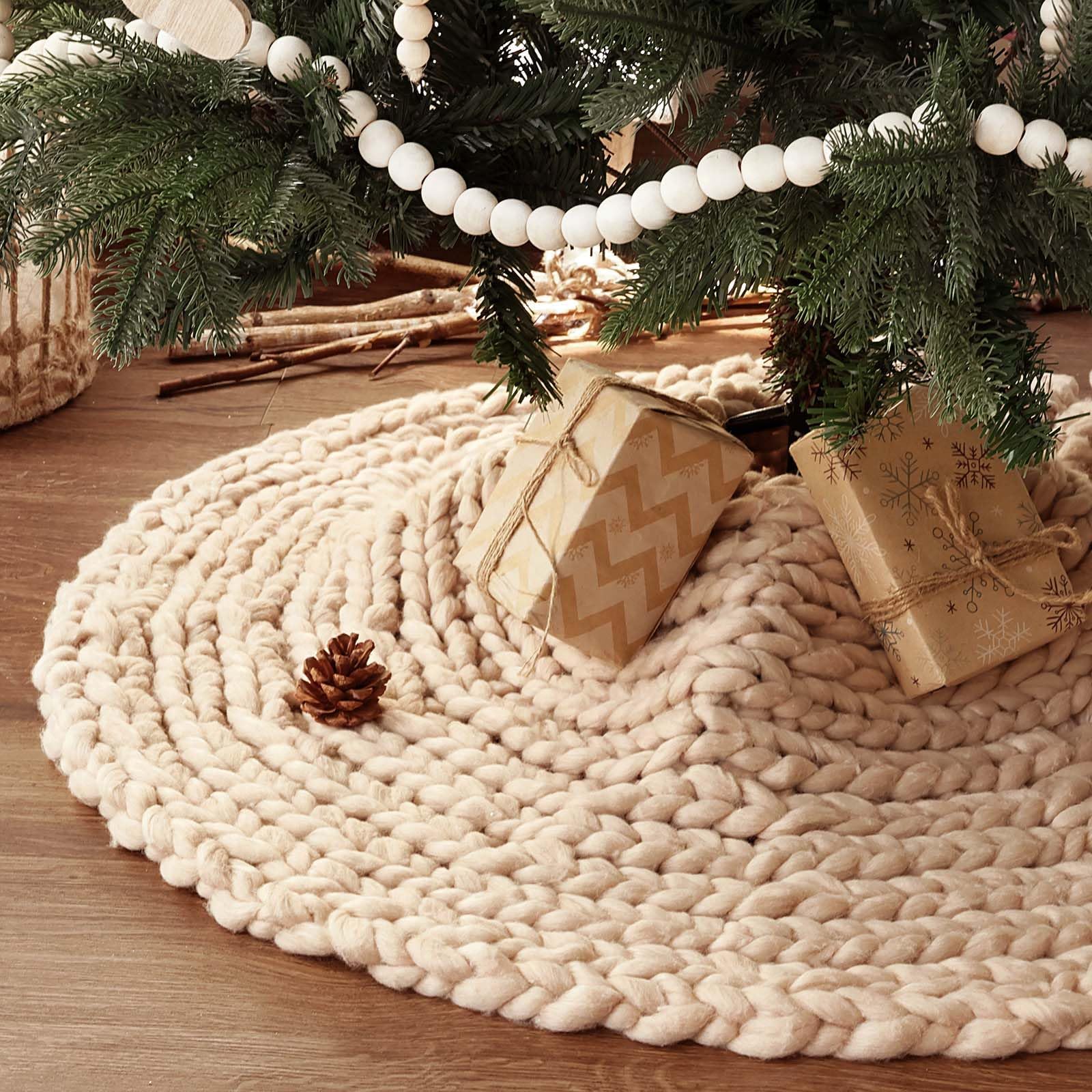 Amazon.com: LimBridge Knitted Christmas Tree Skirt: 36 Inch Brown ...