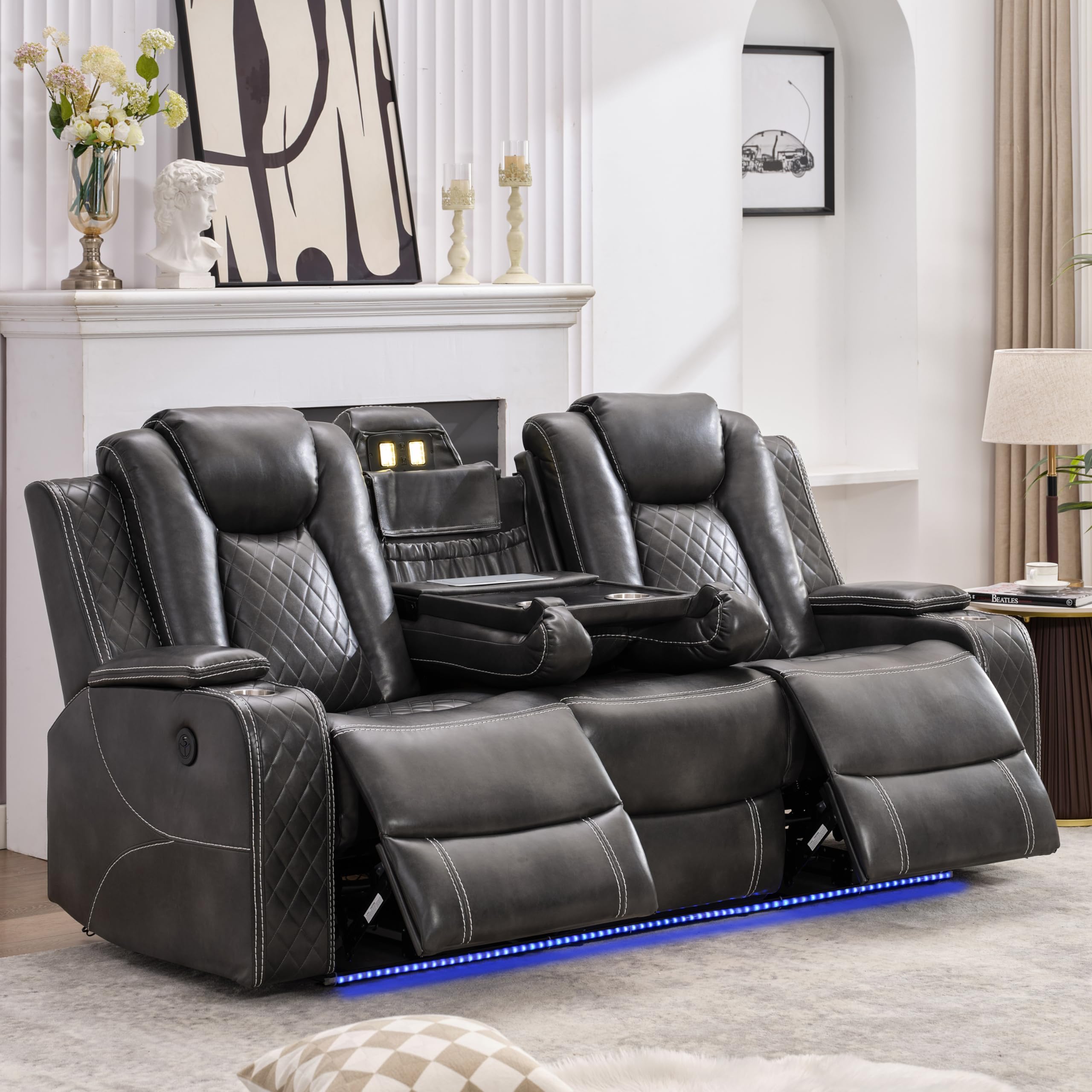 Amazon.com: Power Reclining Sofa Couch with Wireless Charger, 3 Seaters ...