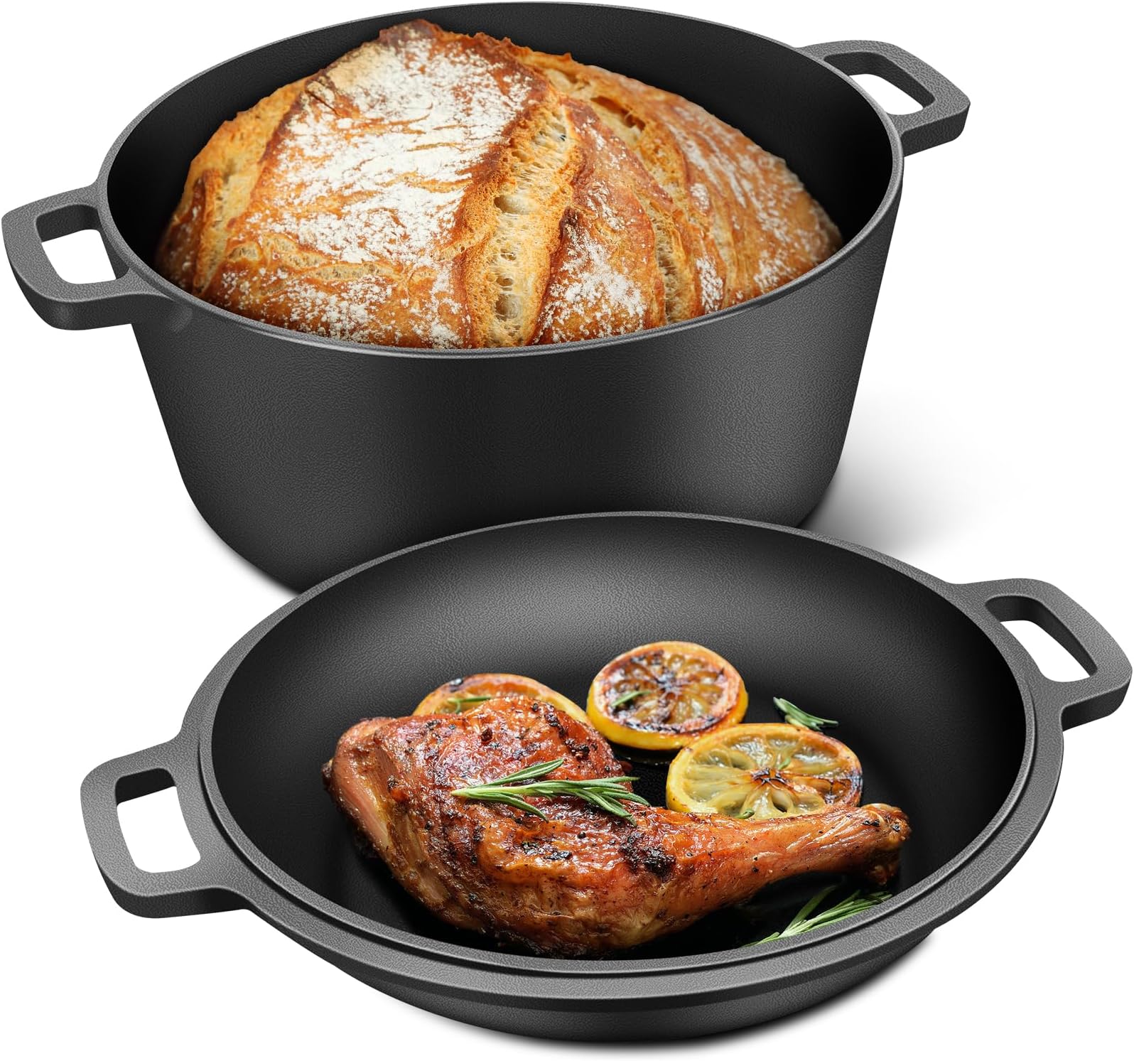 NZQXJXZ Cast Iron Pot Dutch Oven for Bread Baking, Cast Iron Casserole ...