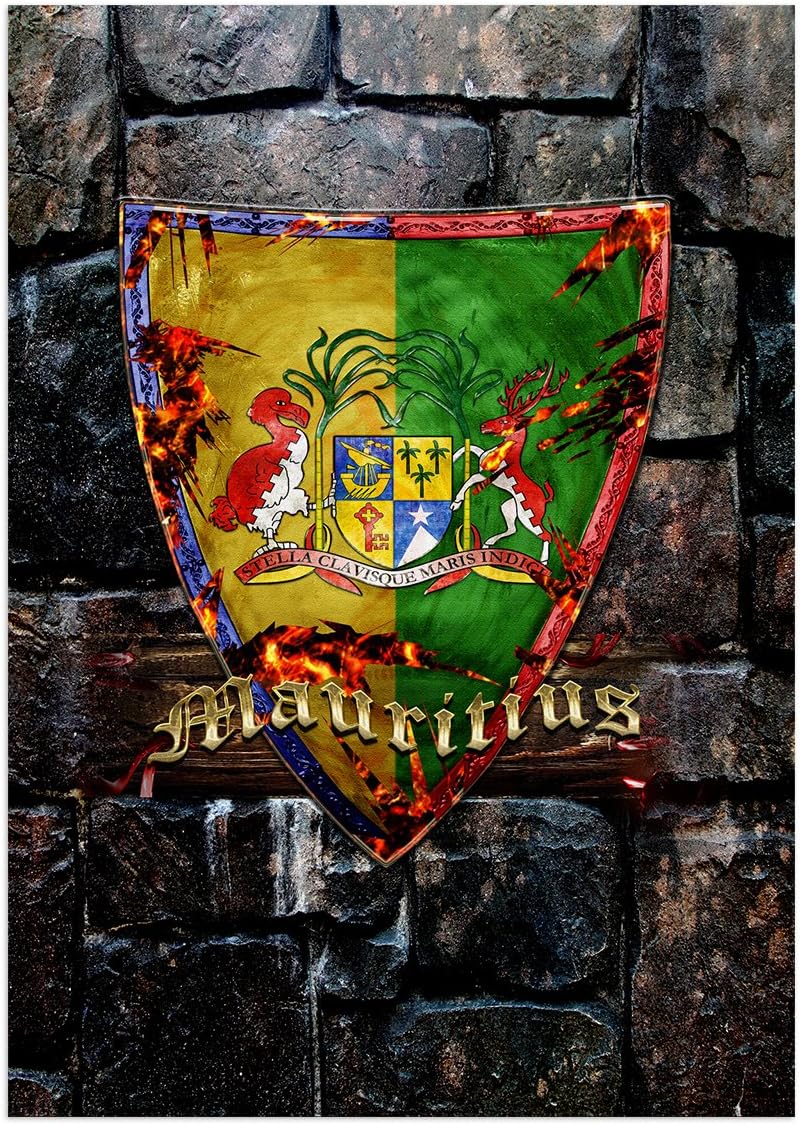 Escudo de Armas Mauricio, Póster Ilustración Imagen Foto de Vinilo con ...