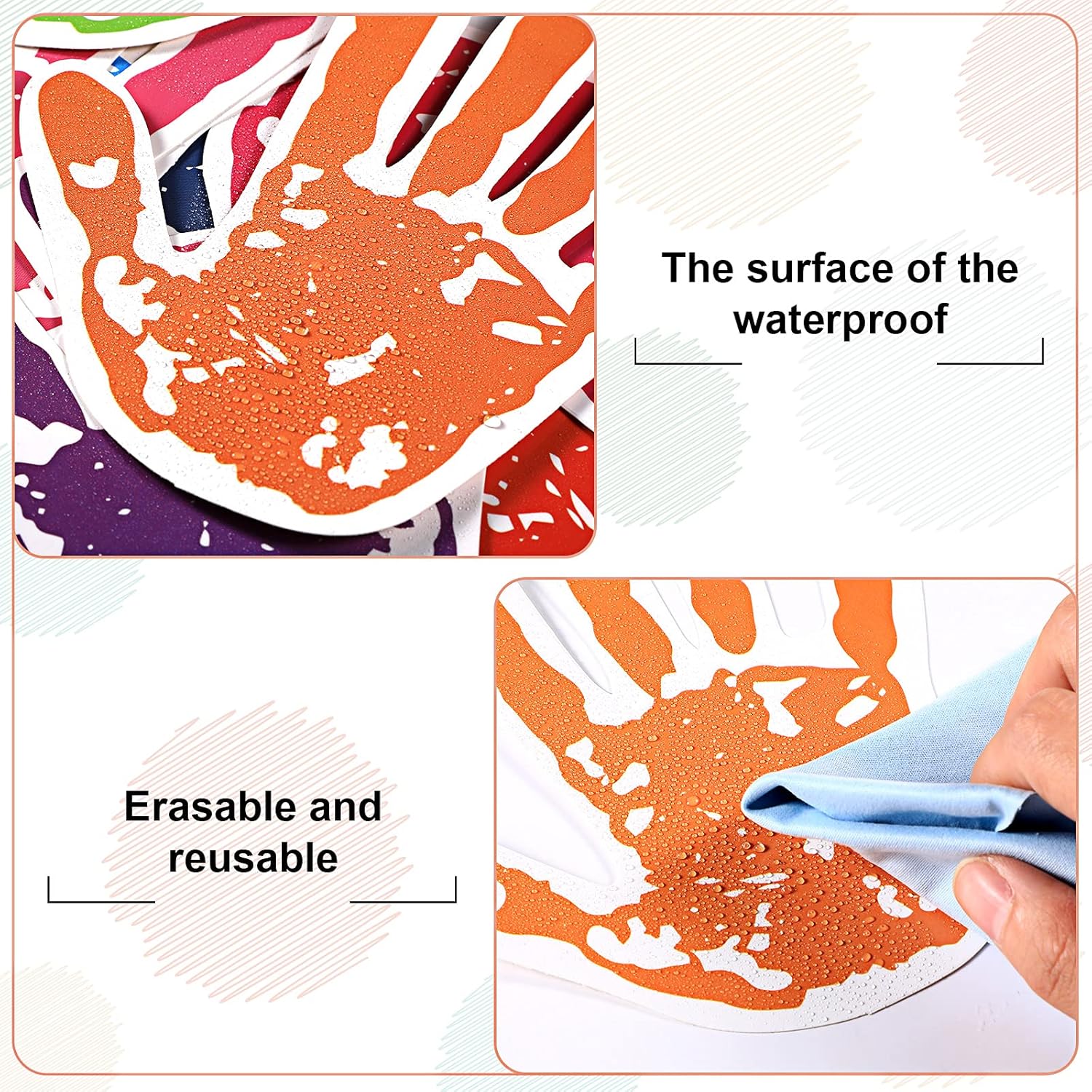 72 Pieces Colorful Handprints Cut Outs Handprint Accents Wall Decor for ...