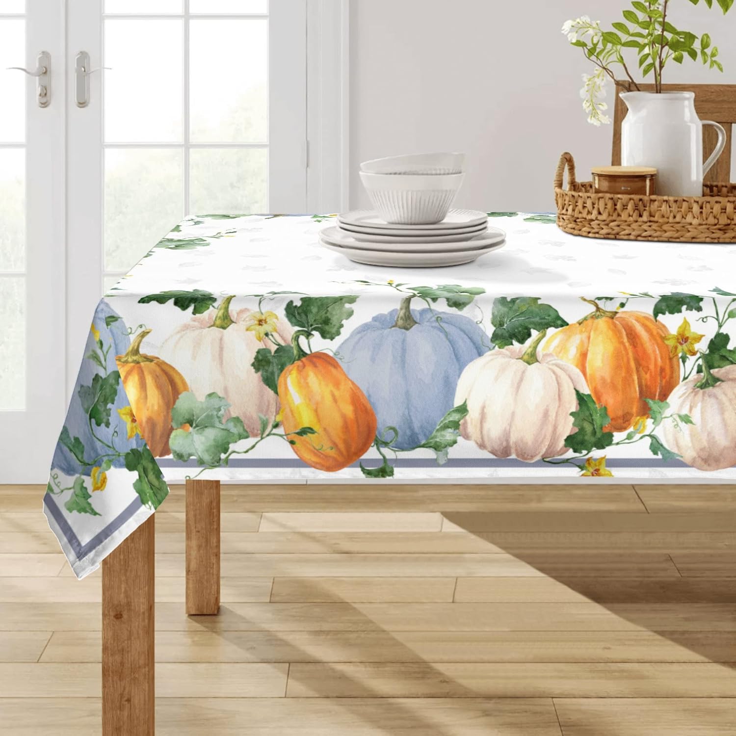 Amazon.com: FAFACUSDIT Fall Tablecloth 60x84 Inch, Watercolor Blue ...