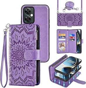 Amazon.com: Phone Case for OnePlus Nord N30 5G/CE 3 Lite Zipper Wallet Magnetic Detachable Cell ...