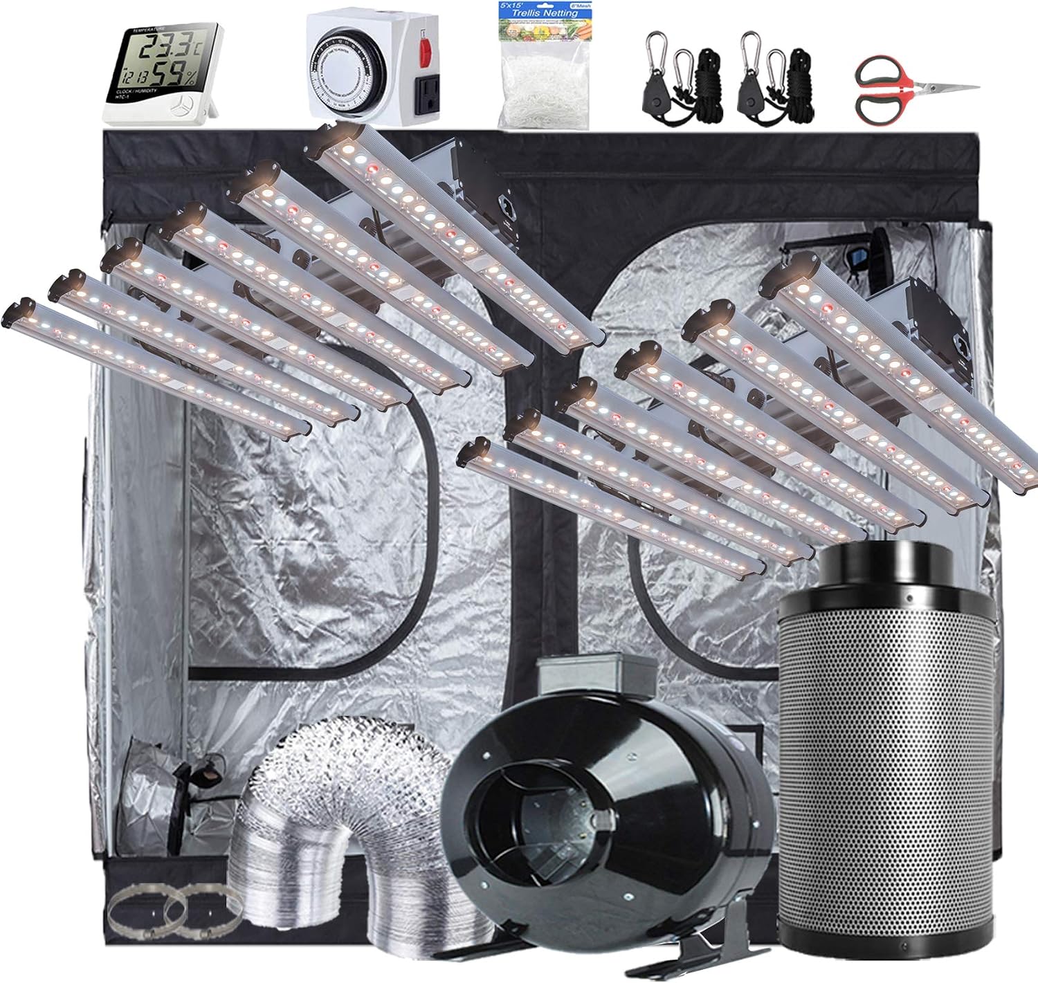 Amazon.com: TopoGrow Grow Tent Complete Kit 2X AlphaPar LED 1500W Grow ...