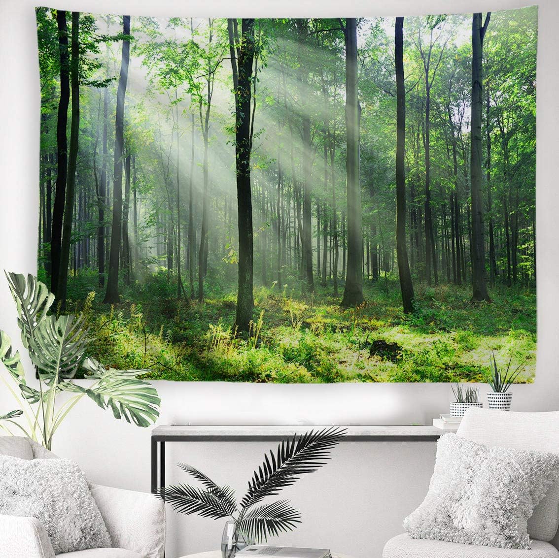 MENORCA Nature Sunshine Misty Foggy Forest Wall Tapestry For Bedroom ...