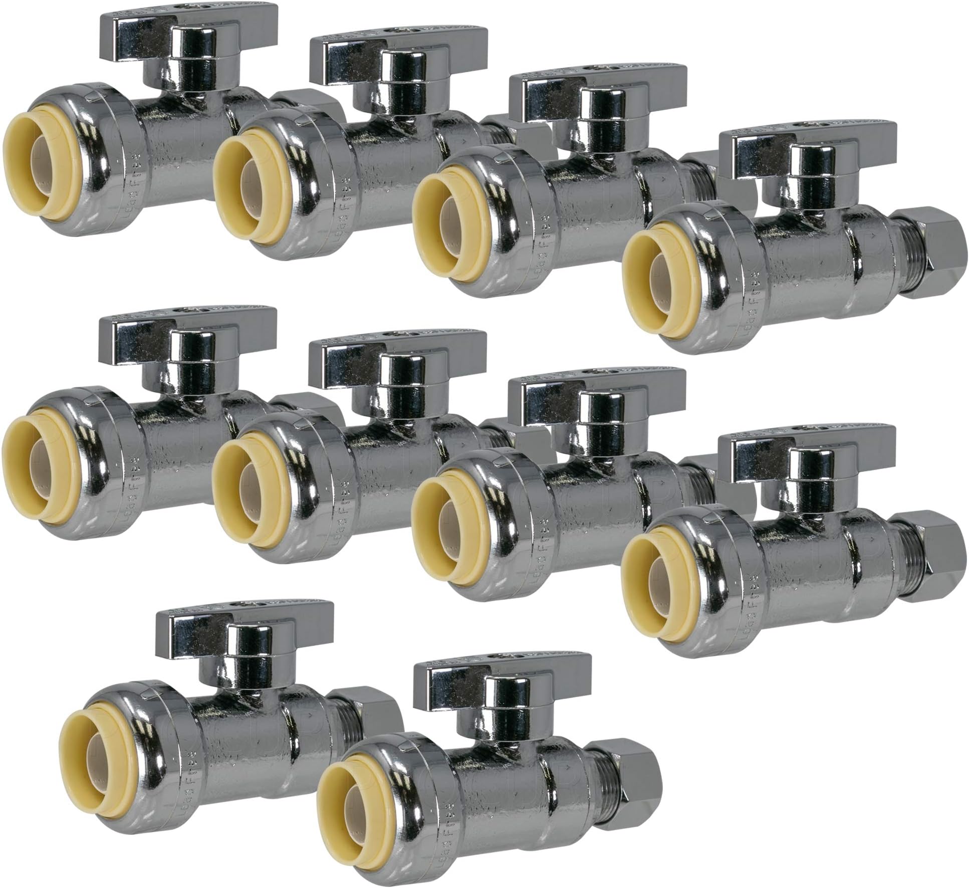 PEX Straight Stop Valve, 1/2-in x 1/2-in PEX 1/4 Quarter Turn LF Brass ...