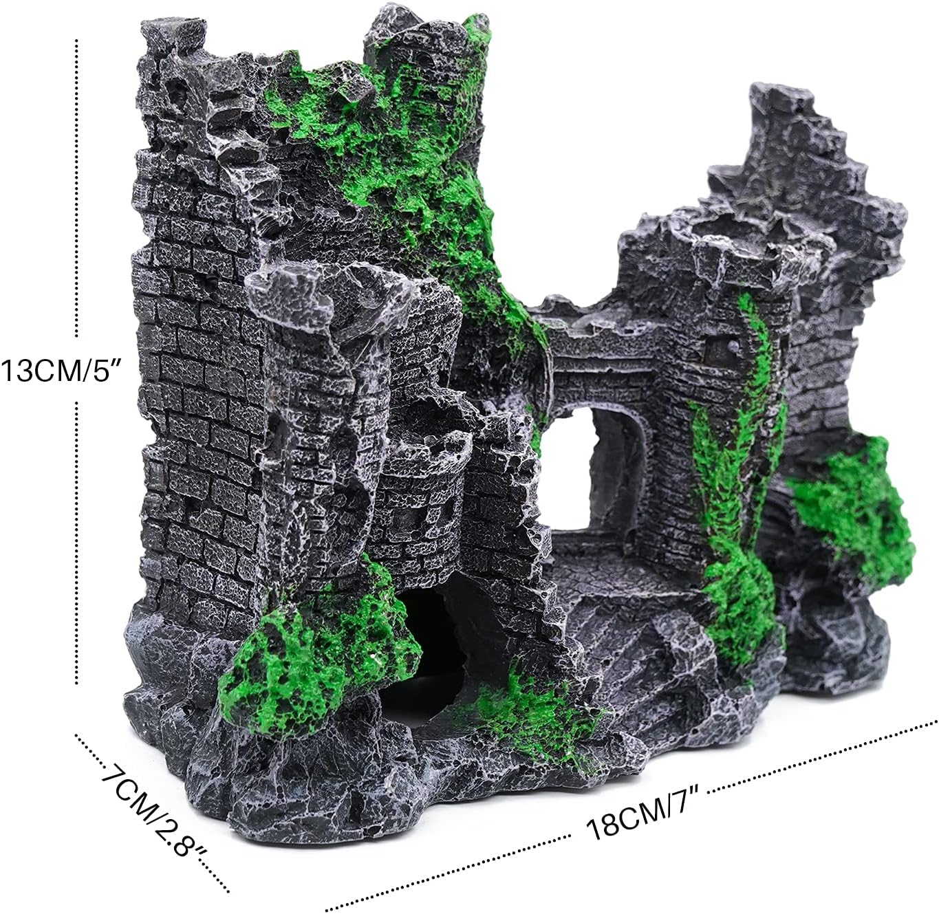 BREUAILY Castle Tower Ruins Ruin Hide Resin Aquarium Ornament Fish Tank ...