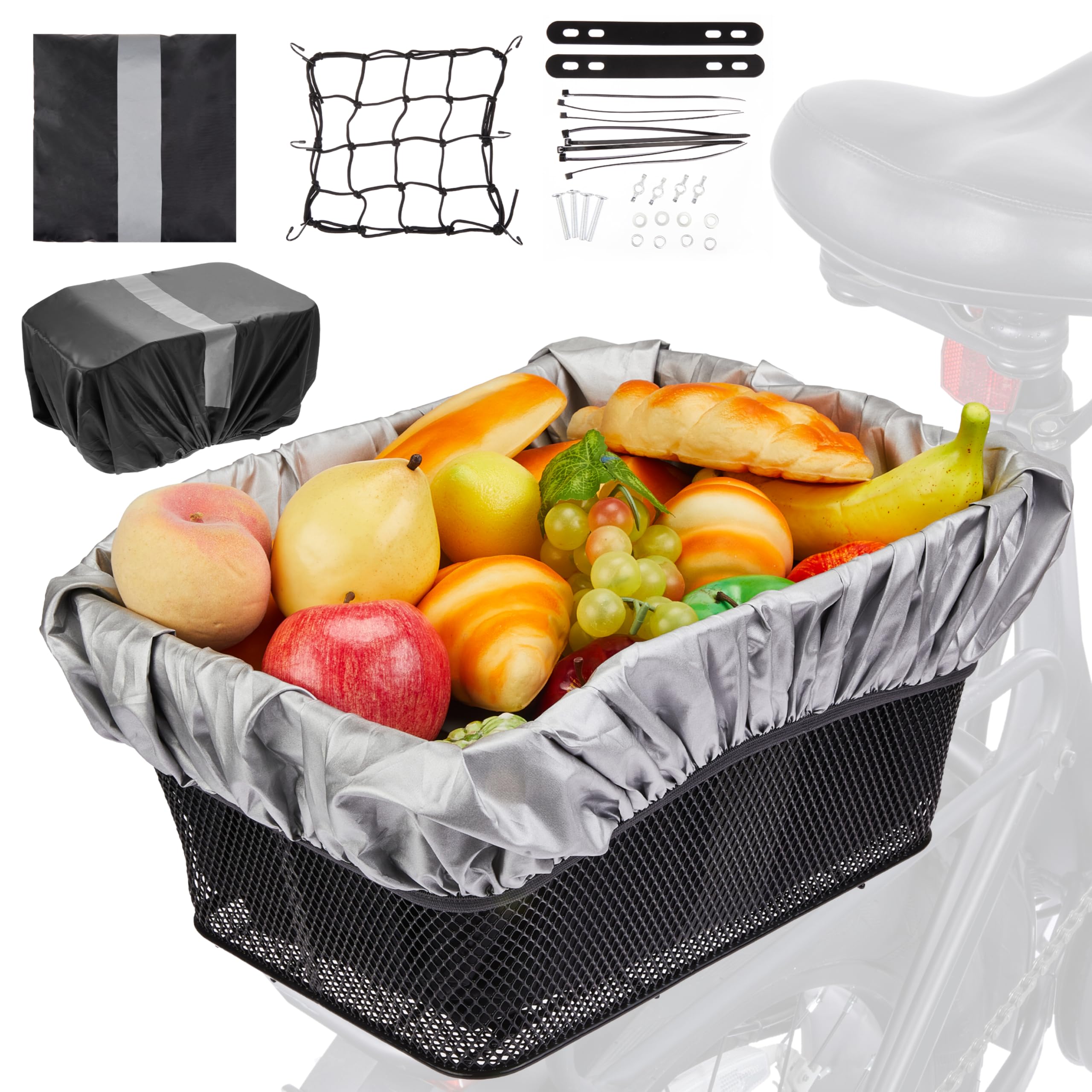 Amazon.com : Fitense Rear Bike Basket - 45 lbs Max Capacity, Large ...