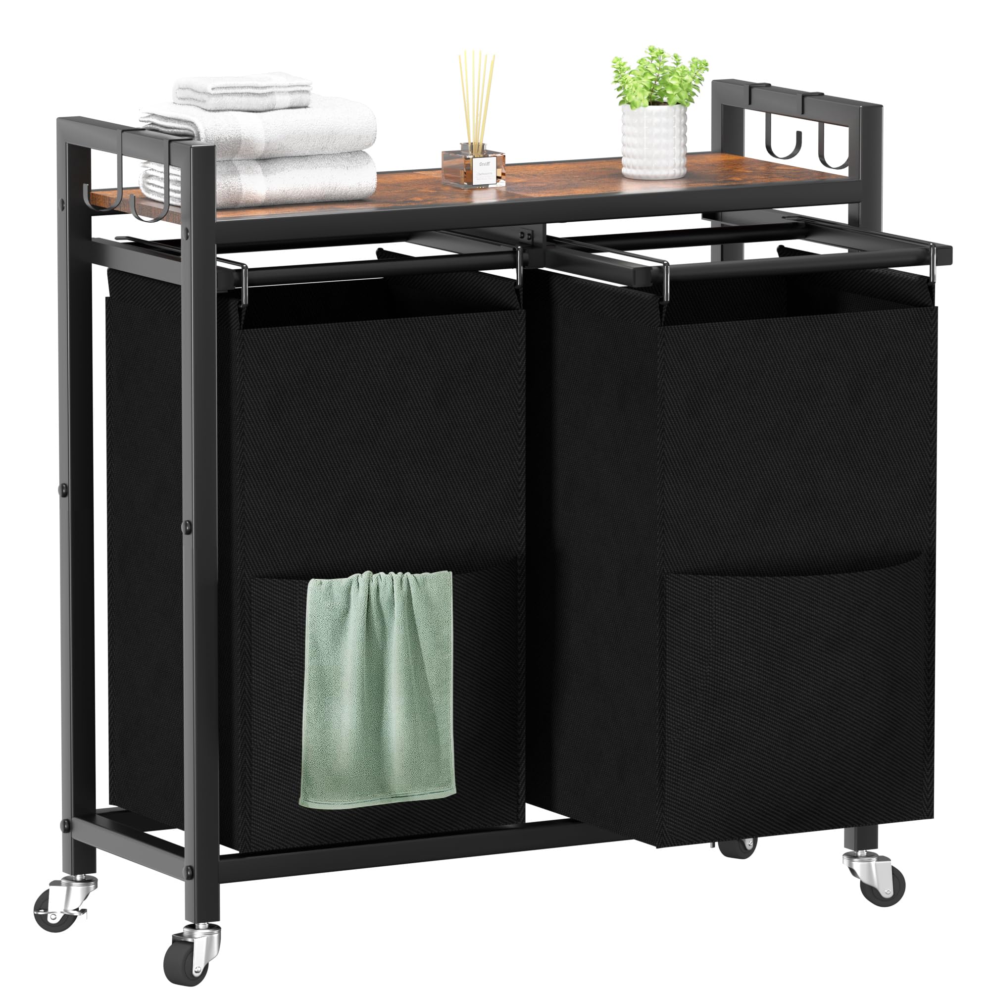 Amazon.com: Vimiroo Laundry Hamper with 2 Section, Laundry Basket with ...