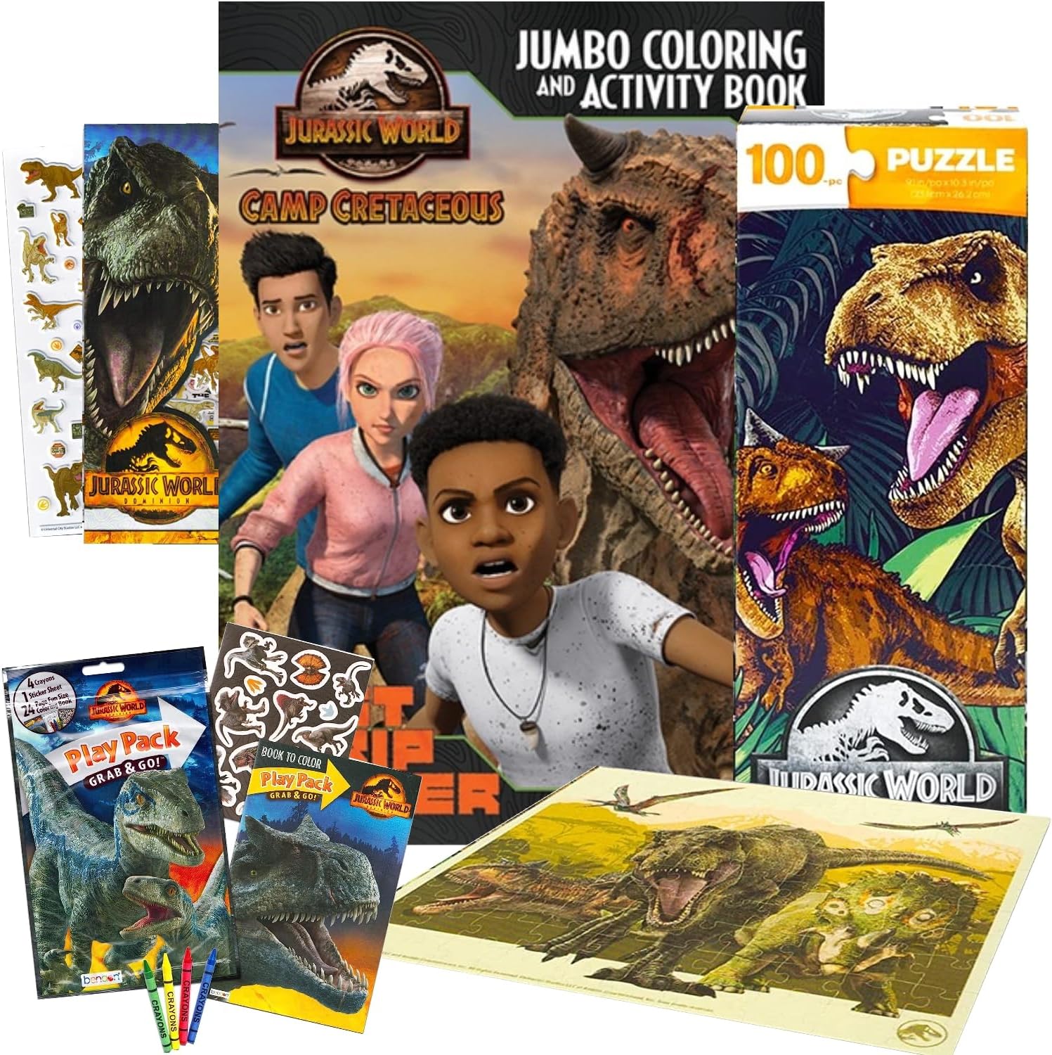 Amazon.com: Jurassic World Camp Cretaceous Puzzle & Coloring Book Set ...