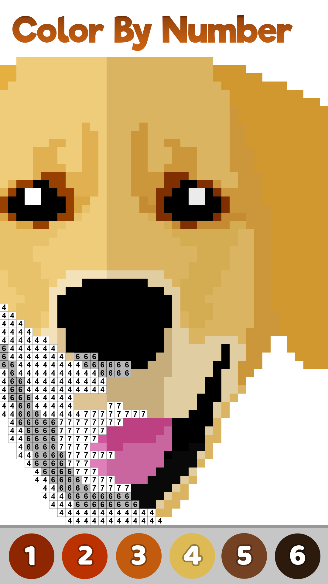 Dogs Pixel Art - Paint by Number, Sandbox Coloring Pages - App on ...