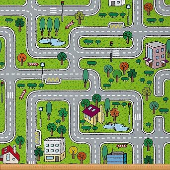 Amazon.com: Feelyou Cartoon Car Road Fabric by The Yard, Kids Cars ...