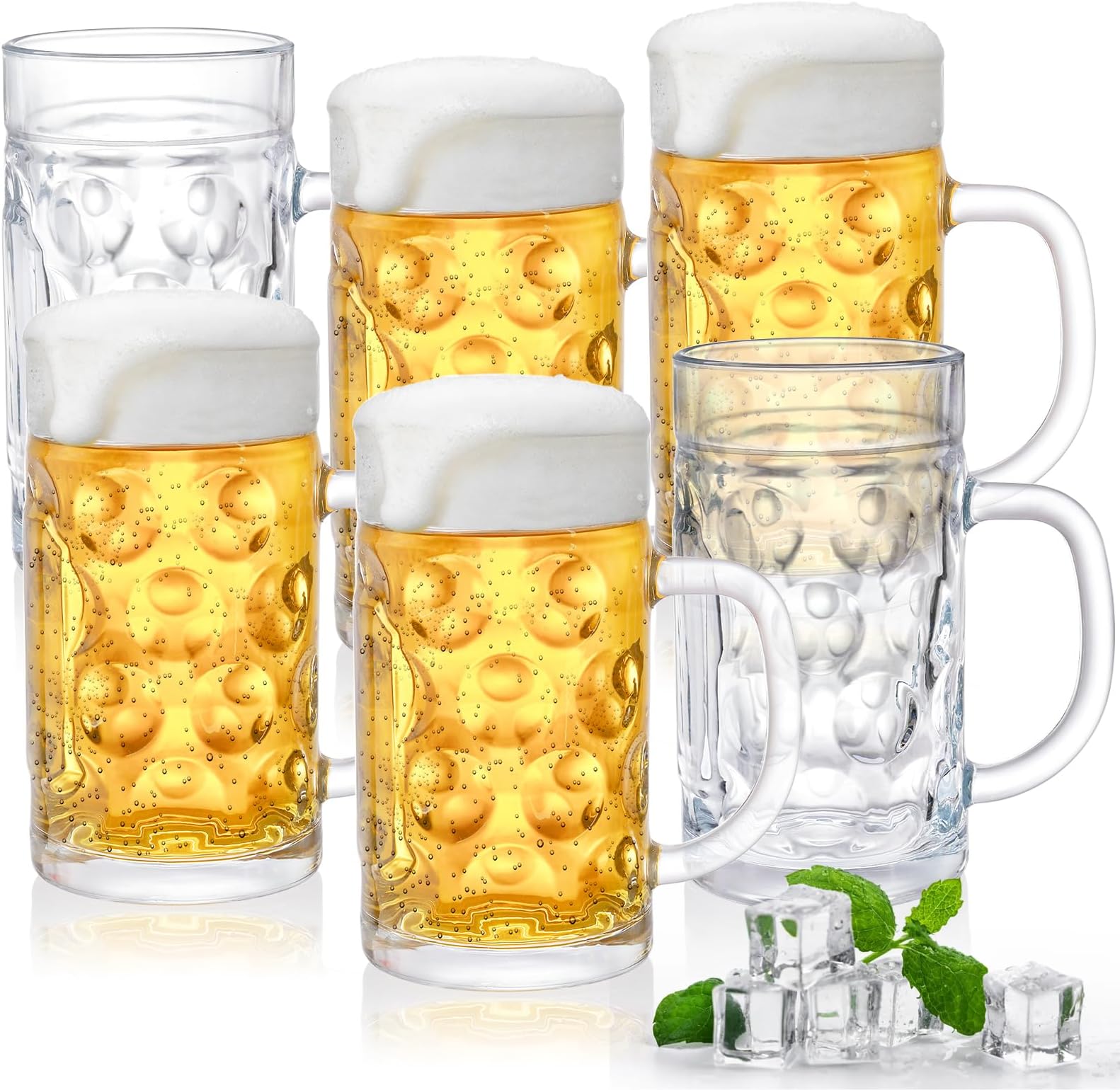 Amazon.com | Yesland 6 Pack Beer Mug with Handle, 20 oz Glass Beer ...