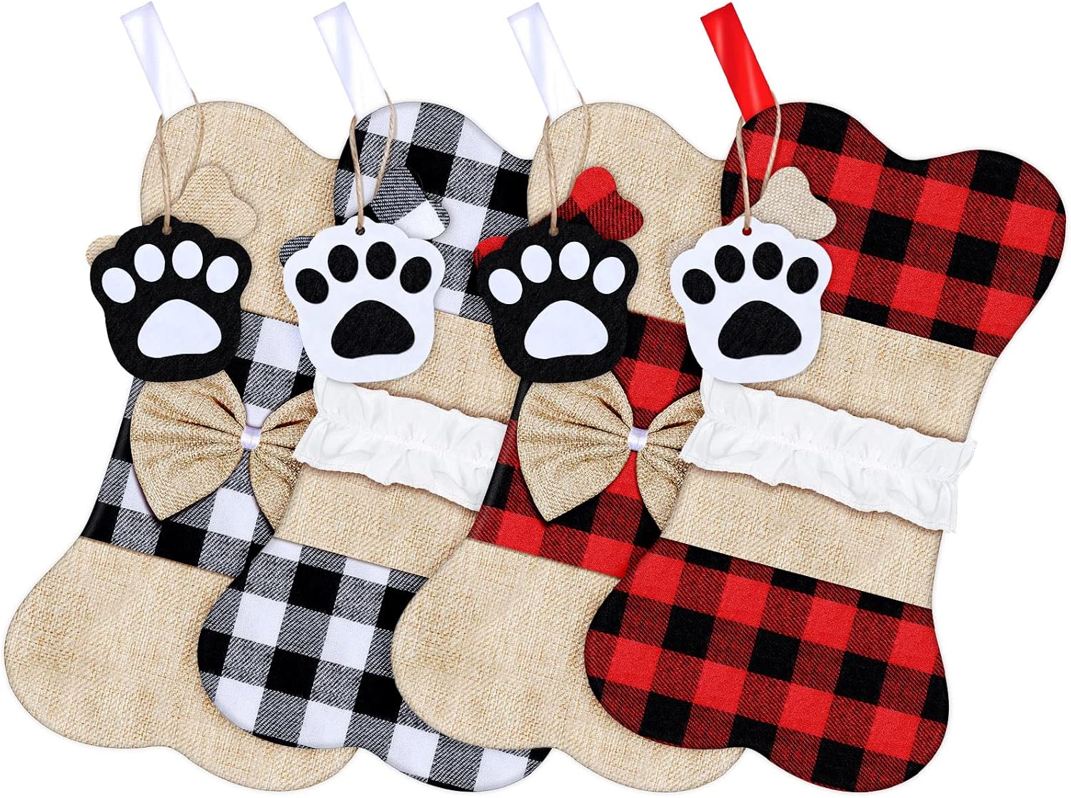Amazon.com: Skylety 4 Pieces Dog Bone Stockings Christmas Burlap Pet ...