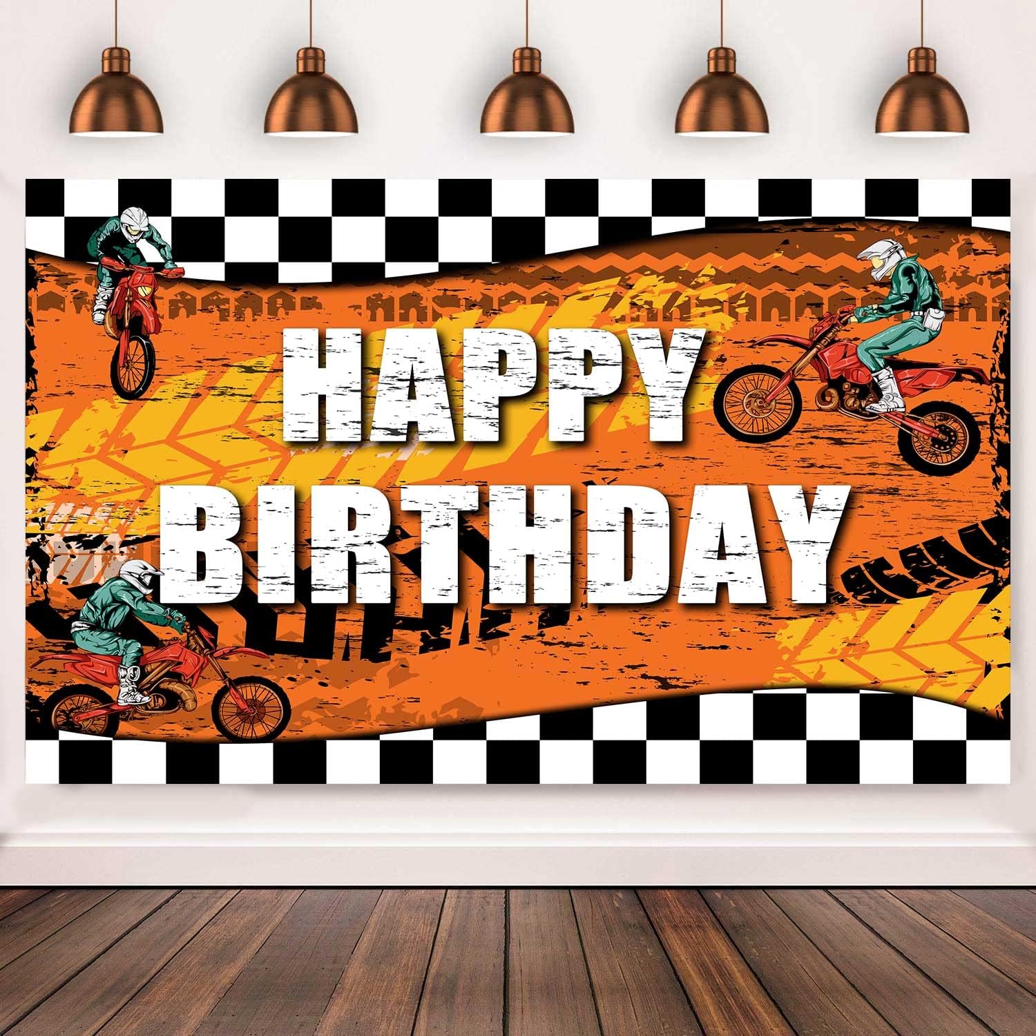 Amazon.com : KIKIDOR Motorcycle Motocross Birthday Backdrop Boys Racing ...
