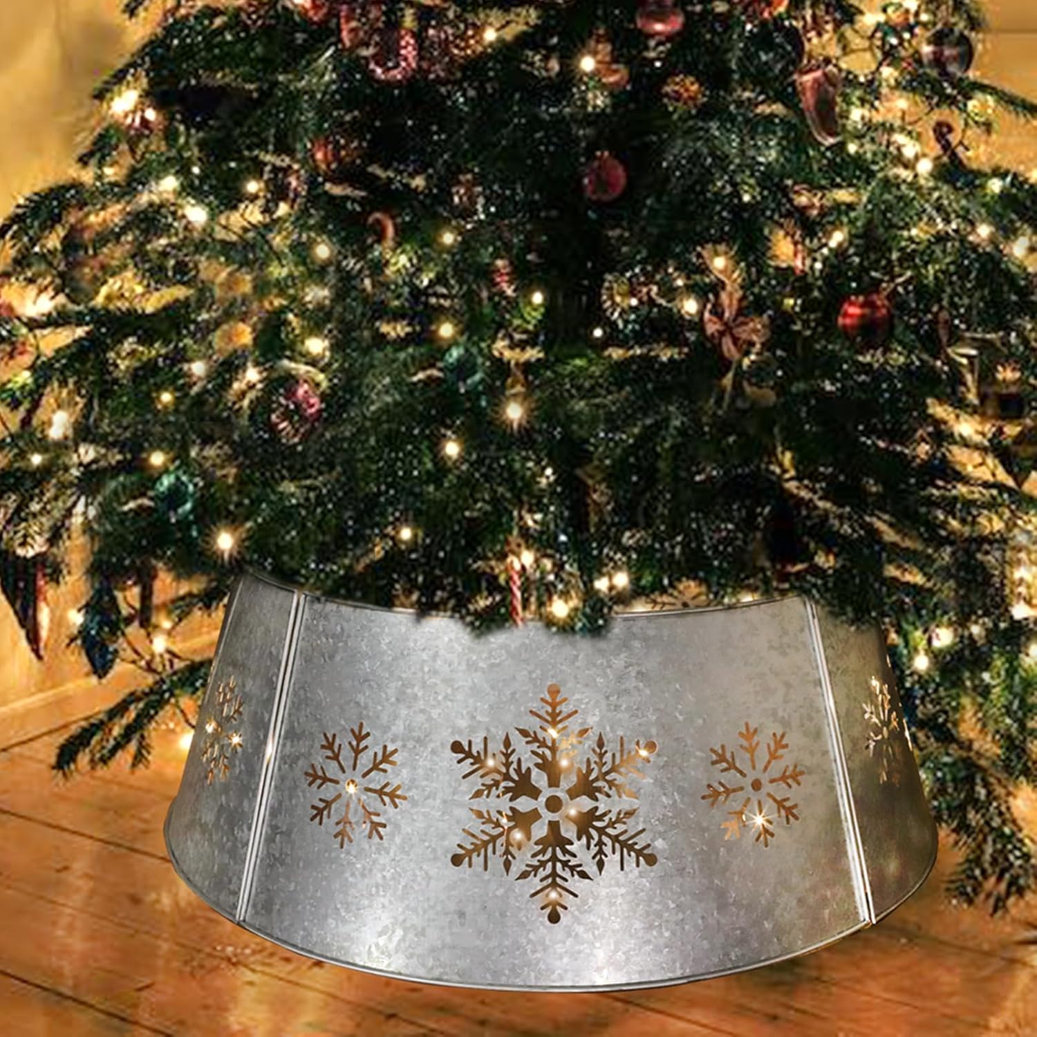 Amazon.com: WKHOMEDECO 29" Galvanized Metal Christmas Tree Collar with ...
