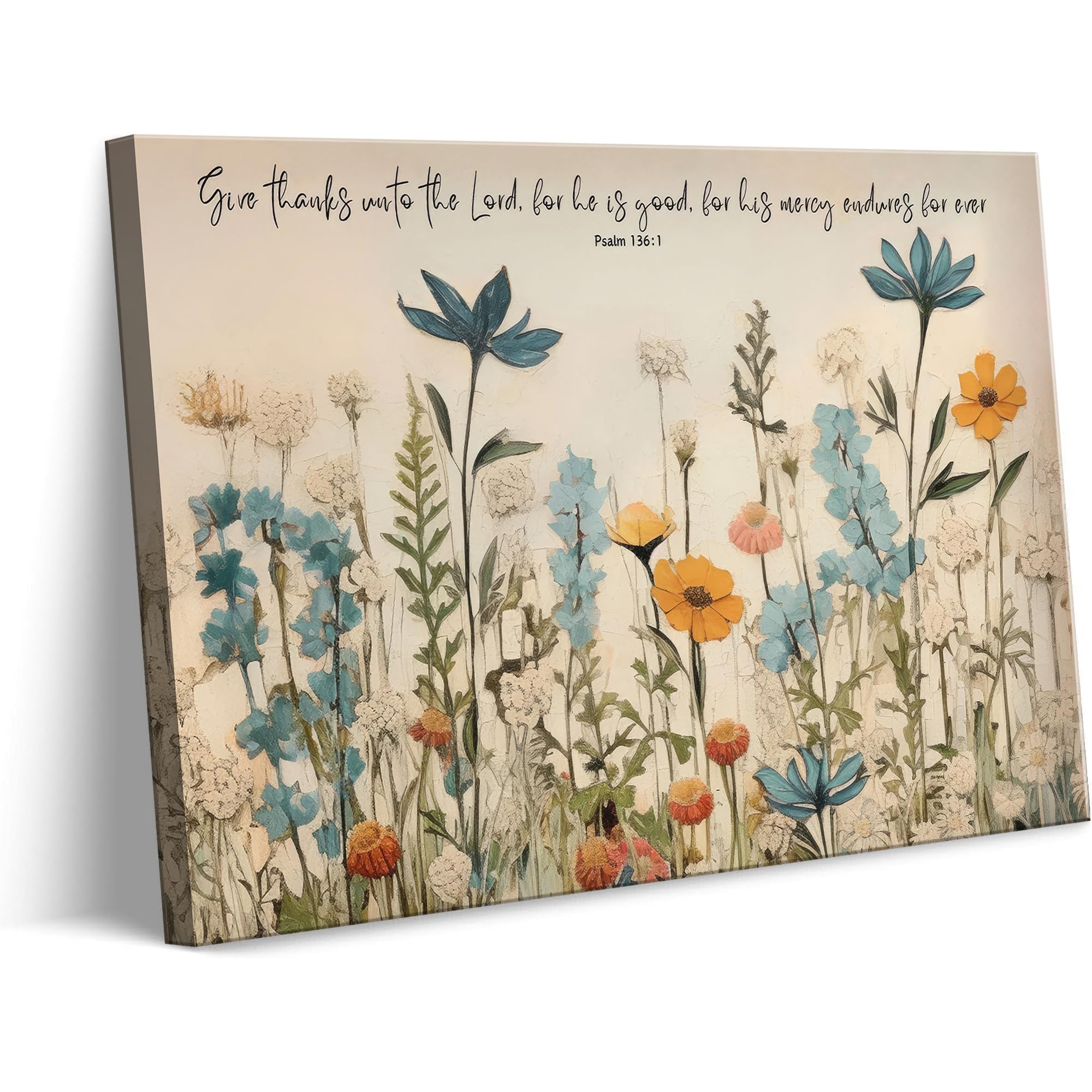 Amazon.com: Christian Floral Scripture Canvas Wall Art Wildflower Bible ...