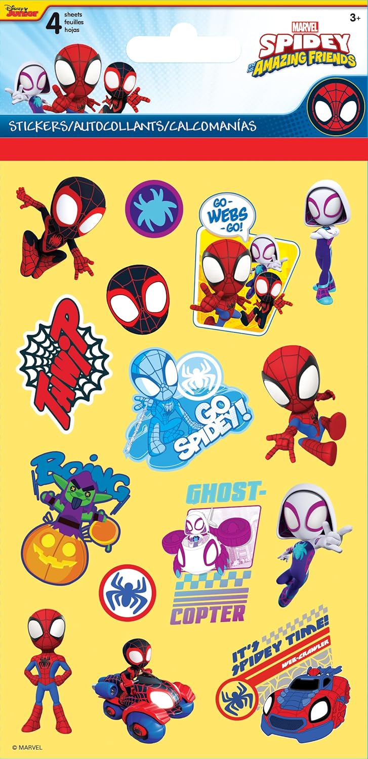 Amazon.com: Spidey and his Amazing Friends Standard Stickers - 4 Sheet ...