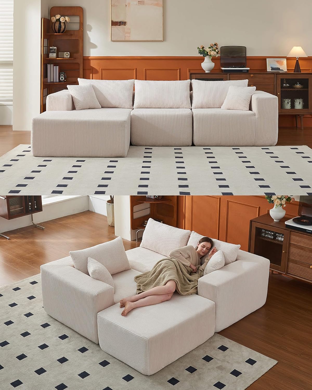 Amazon.com: 108" Cloud Modular Sectional Couch, Modern L Shaped Sofa ...