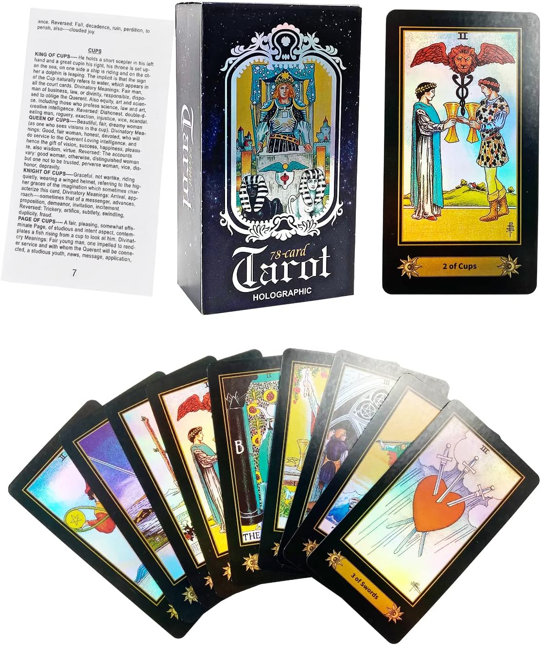Spring Beginner Traditional Tarot Deck 78 Holographic Cards with ...