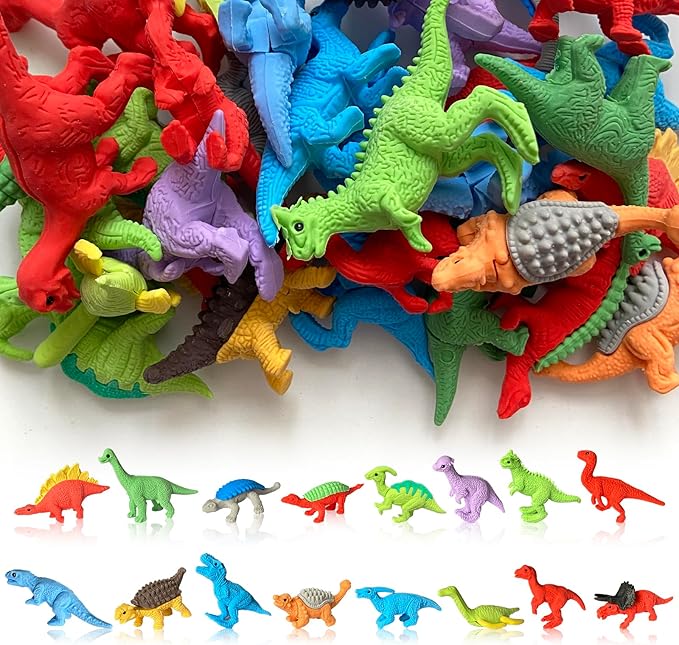 Amazon.com: Kaemi 32 Pcs Dinosaur Erasers Desk Pets for Kids Classroom ...