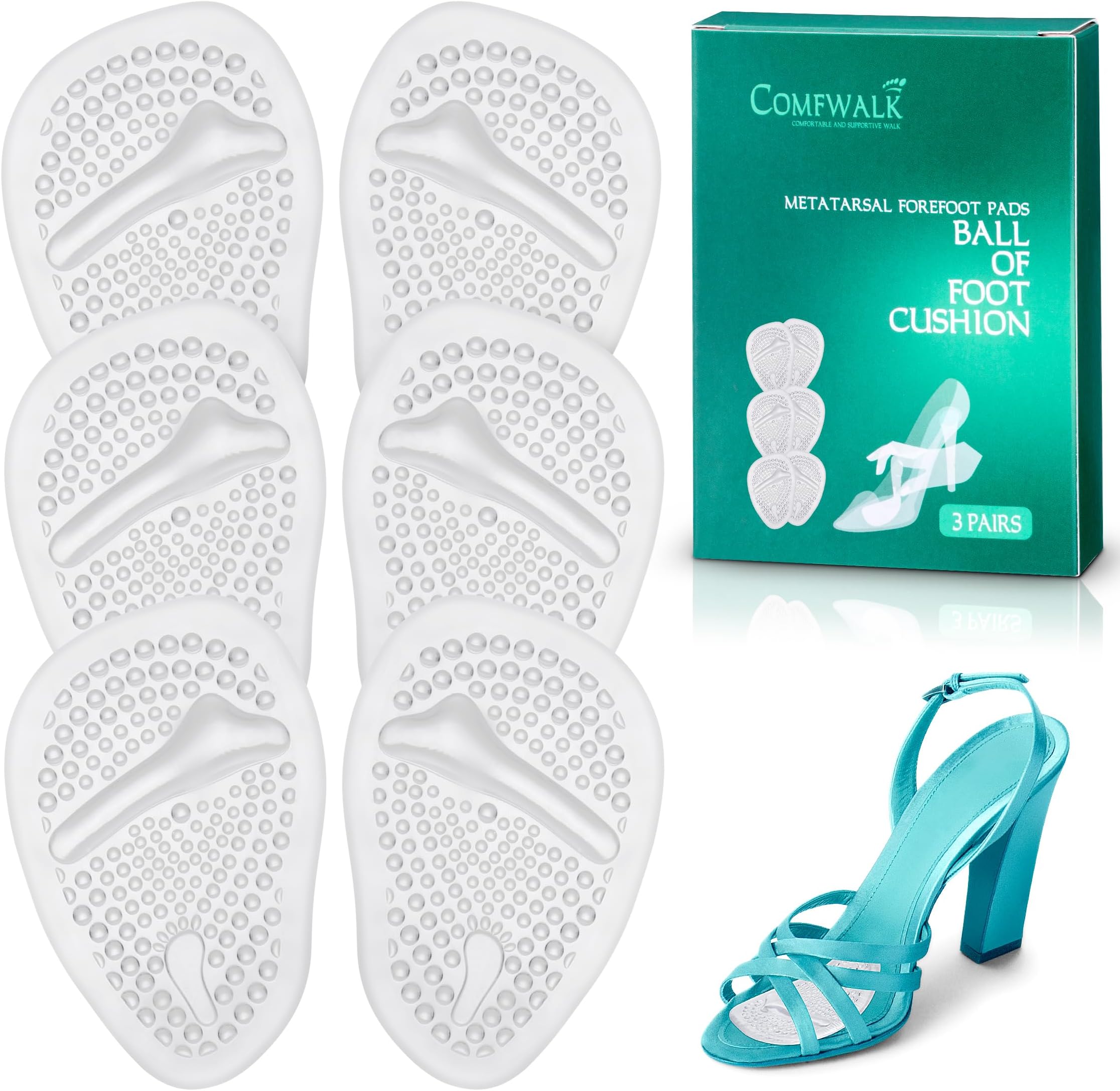 Amazon.com: Comfowner Ball of Foot Cushions, Metatarsal Pads Women ...