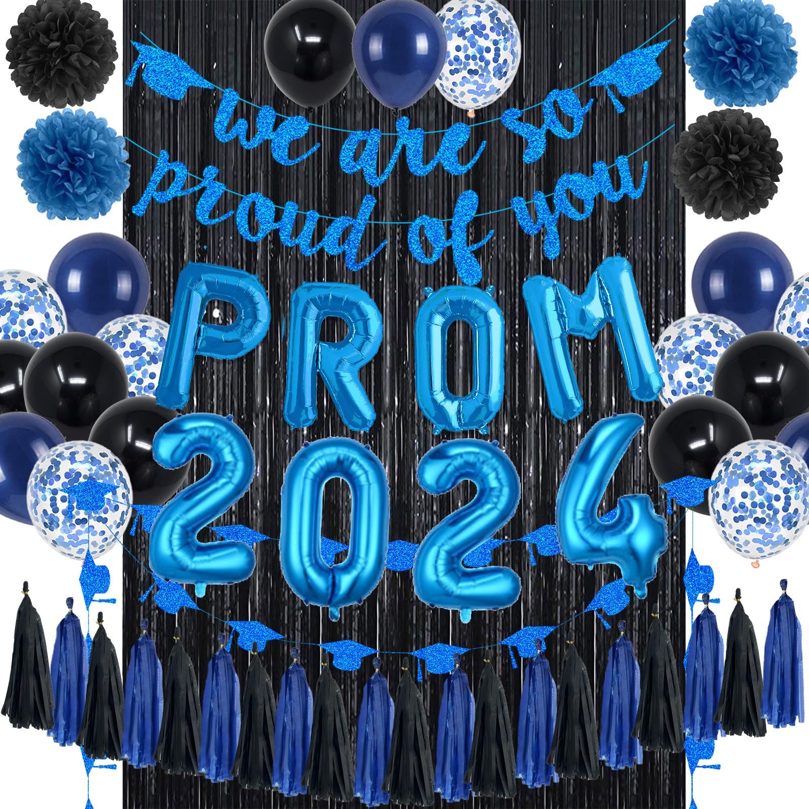 Black Blue Prom 2024 Decorations, Graduation Decorations Class of 2024 ...