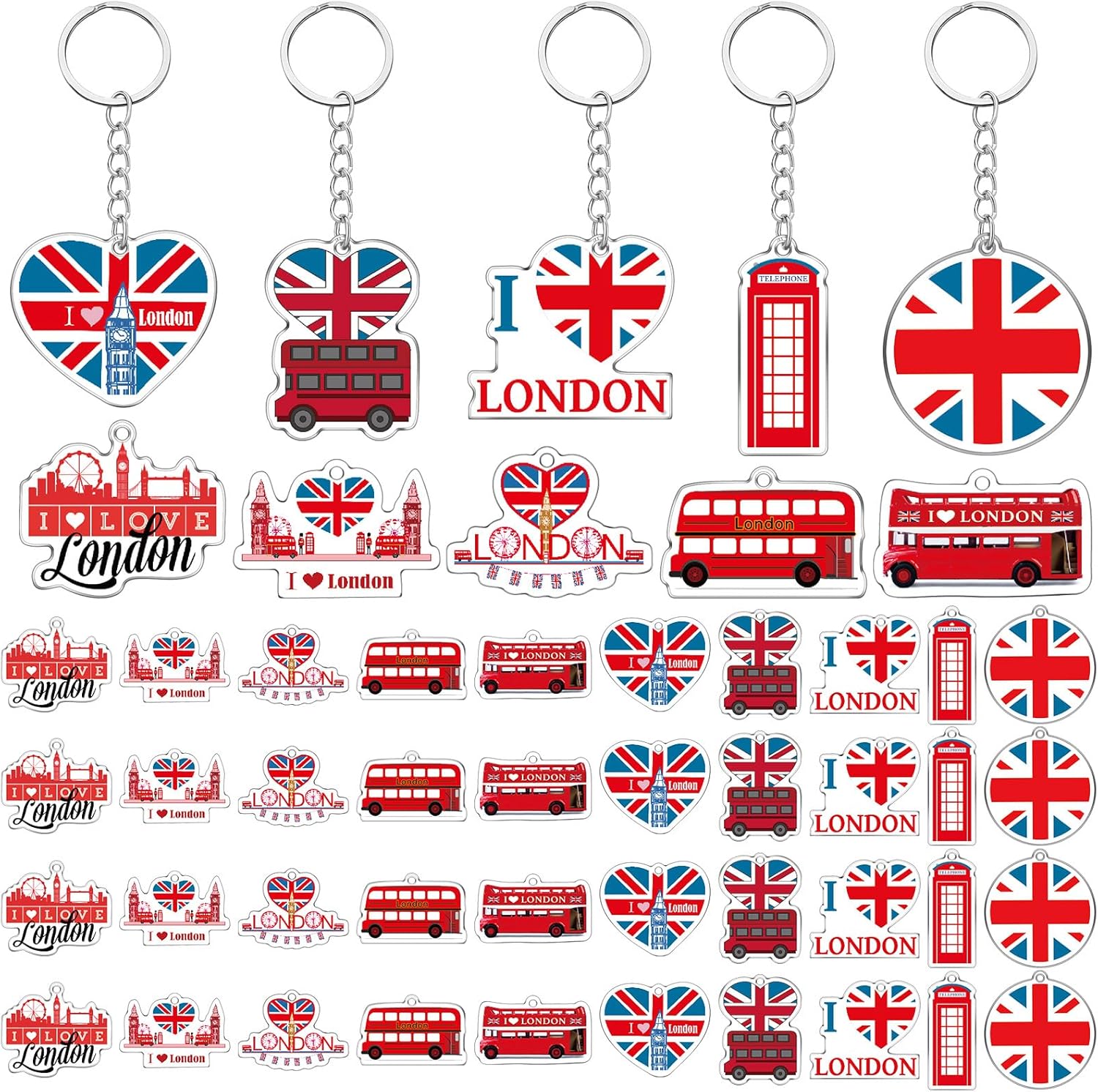 Amazon.com: Trnayi 50 Pcs London Souvenirs Acrylic Keychain Gifts Bulk ...