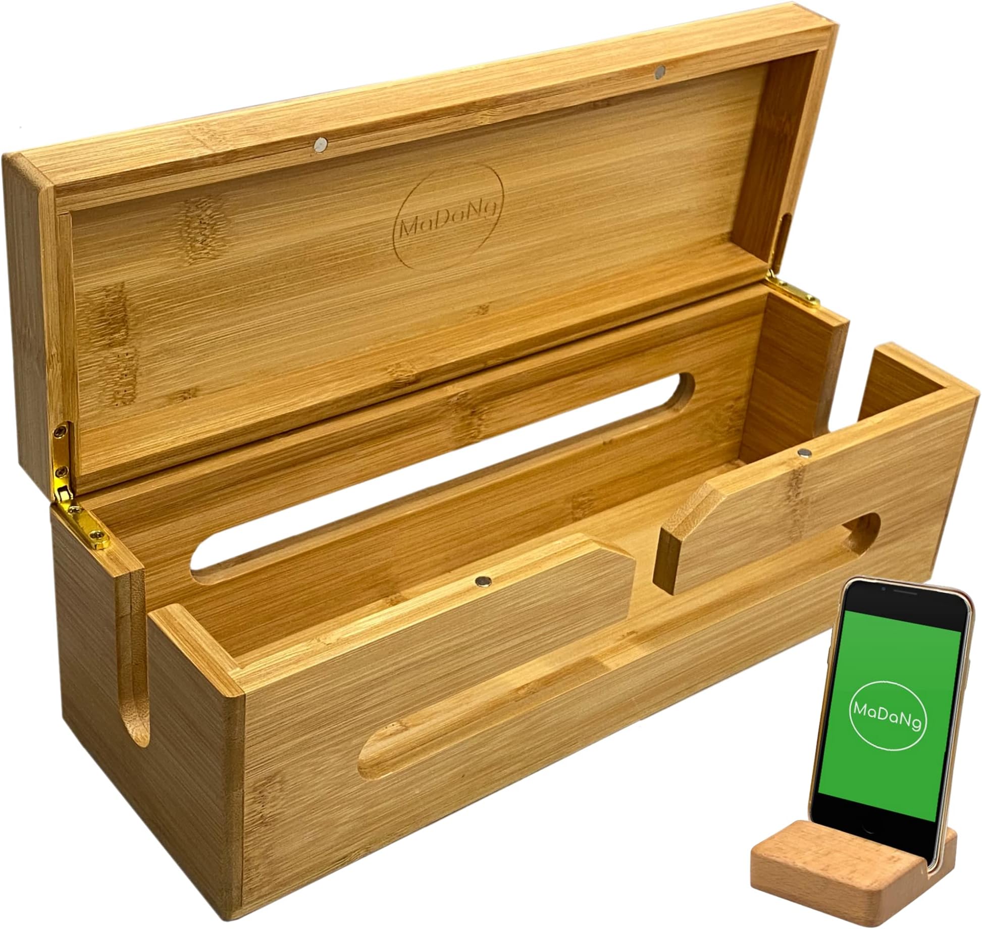 MaDaNg Cable Tidy Box Wood - 32x11x11cm Cable Management Box for ...