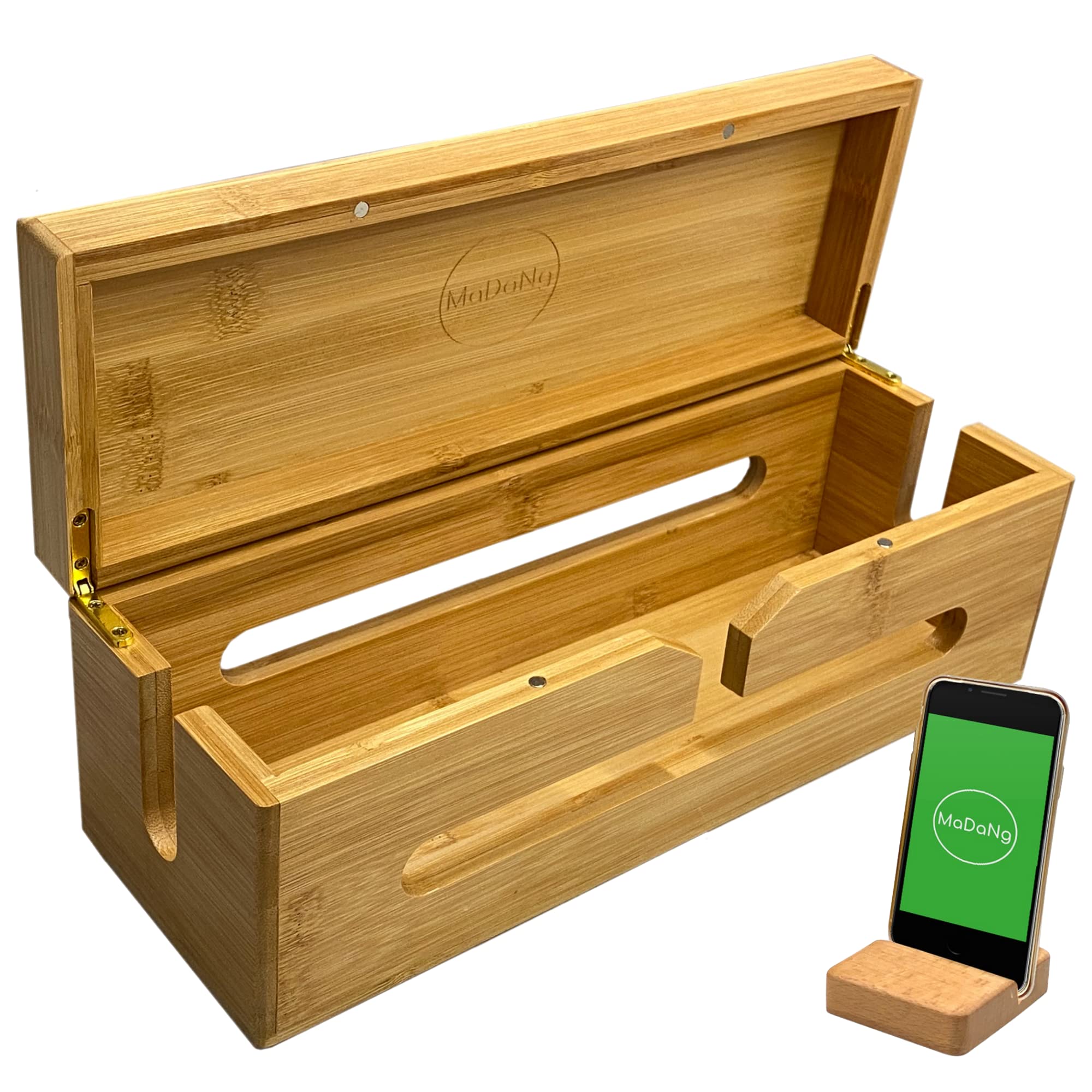 MaDaNg Cable Tidy Box Wood - 32x11x11cm Cable Management Box for ...
