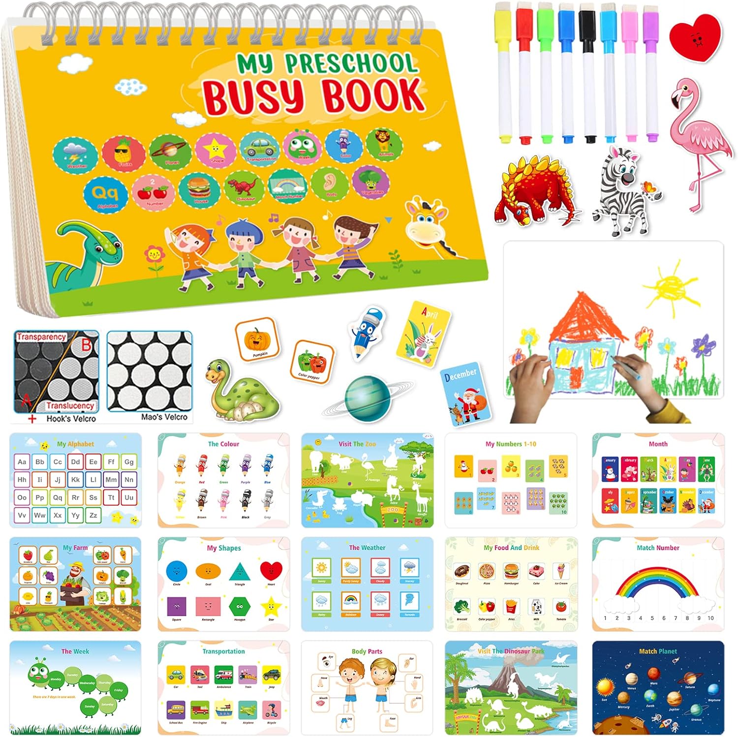 Amazon.com: Playtron Busy Book for Toddlers 3 Years 29 Themes Busy Book ...